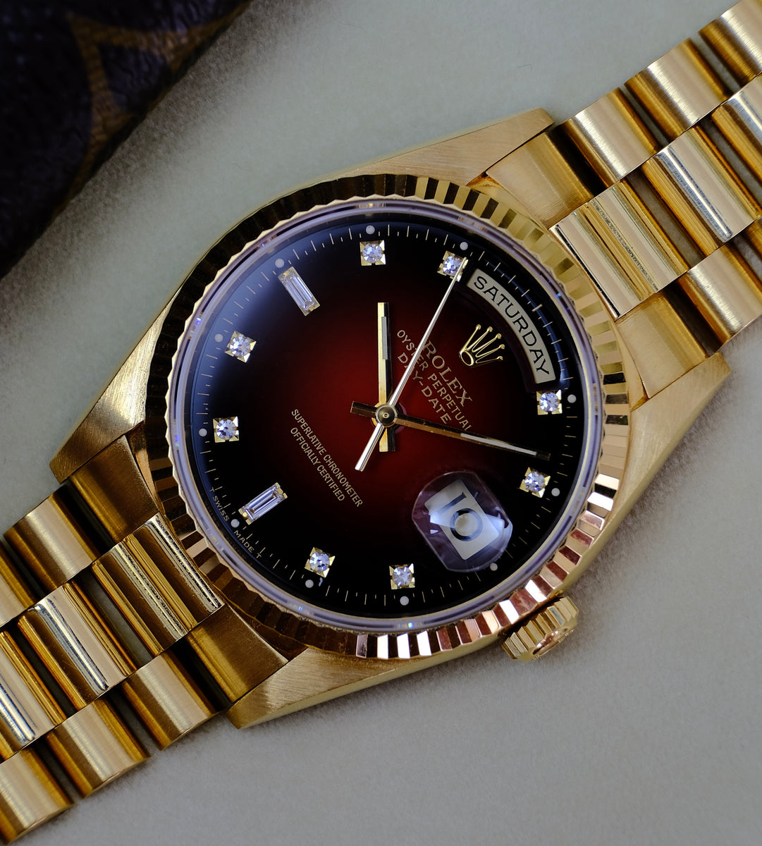 Rolex Day-Date 18238 'Red Vignette Dial' – 10 over 10