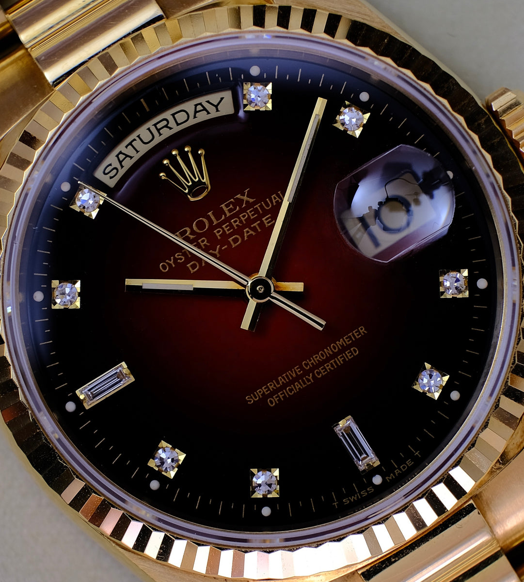 Rolex Day-Date 18238 'Red Vignette Dial' – 10 over 10