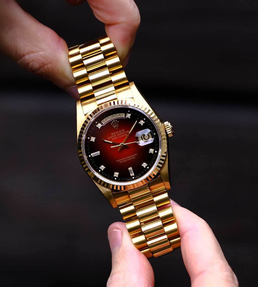 Rolex Day-Date 18238 'Red Vignette Dial' – 10 over 10
